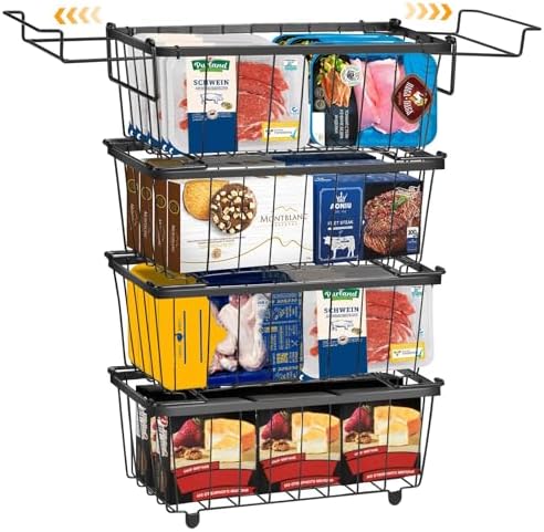 Amazon.com: Mkway Chest Freezer Organizer Bins Stackable - 4 Pack Deep ...