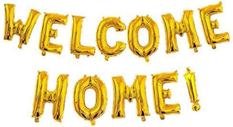 Amazon.com: AnnoDeel 16inch WELCOME HOME Letter Balloons, Gold Alphabet ...
