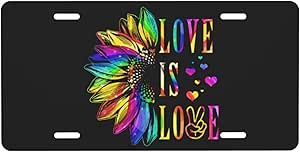 Amazon.com: LGBT Gay Pride Rainbow Sunflower Love is Love License Plate ...