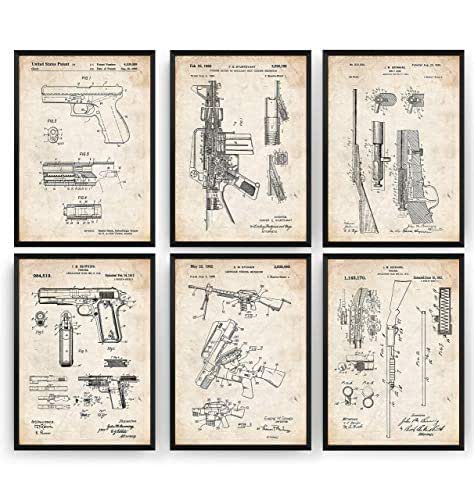 Magic Posters Gun Patent Prints - Set Of 6 - M16-1911 - Shotgun - Bolt ...