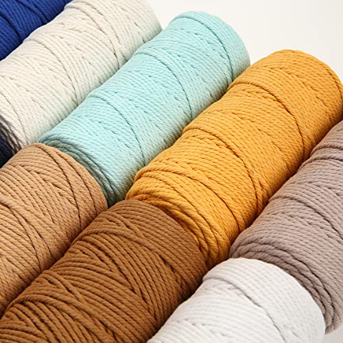 GOHOF Macrame Cord 3mm x 100m Premium Cotton Macrame Rope, 4 Strand ...