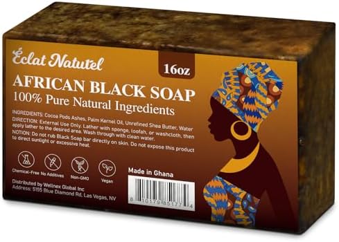 Amazon.com : ÉCLAT NATUREL African Black Soap, 100% Pure & Natural ...
