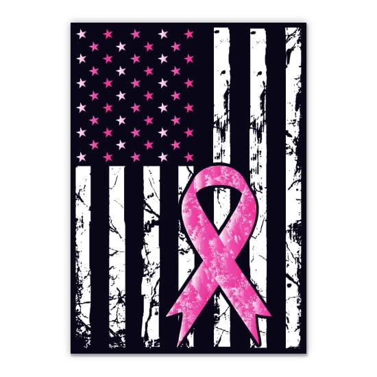 Amazon.com - Pink Ribbon American Flag Sticker - 3" Laptop Sticker ...