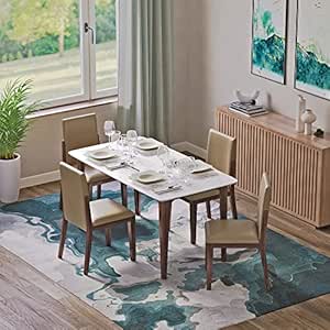 DecorNation Italiana Solid Wood 4 Seater Dining Room Set for Home, Living Room- Dining Table ...