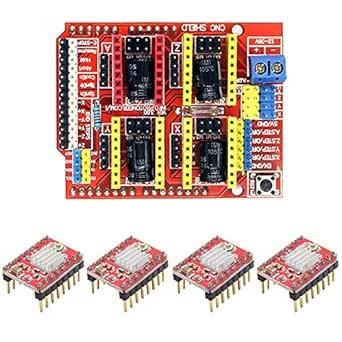 CNC Shield V3.0 Expansion Board & 4pcs A4988 Stepper Motor Driver with Heatsink for Arduino V3 ...