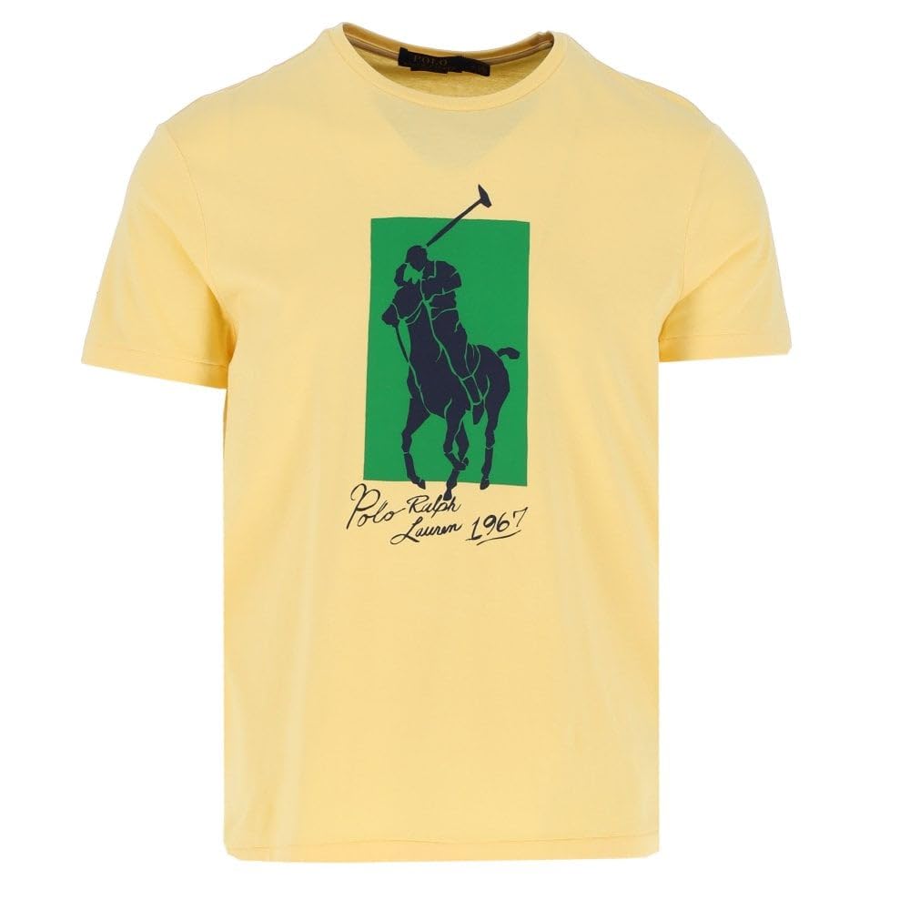 POLO RALPH LAUREN Yellow Big Polo Pony Cursive Logo T-Shirt 1967 at ...