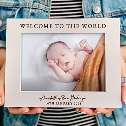 Personalised Baby Photo Frame, Engraved New Baby Birth Date Picture ...
