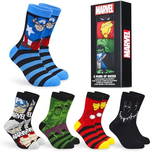 Amazon.com: Marvel Mens Socks, Soft and Breathable Calf Length Crew ...
