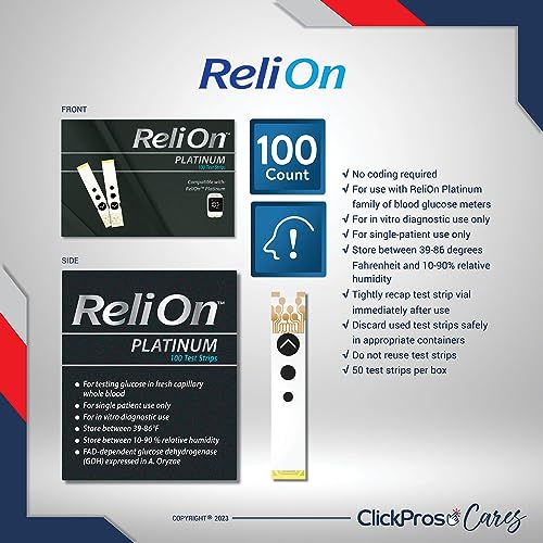 Snapklik.com : ReliOn Reli On Platinum Blood Glucose Test Strips, 100 ...