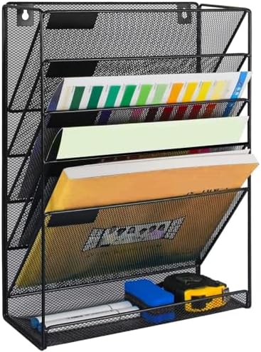 Amazon.com : Amazon Basics 3 Tier Wall Mounted File Organizer, Metal ...