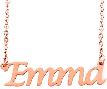 Amazon.com: Emma Name Necklace 18ct Rose Gold Plated Personalized ...