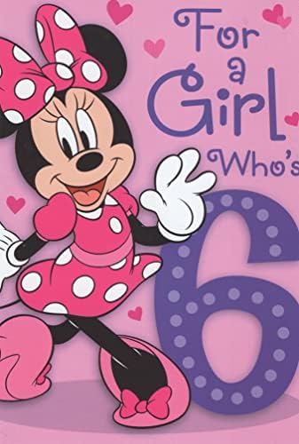 Amazon.com : Minnie Mouse Happy 6th Sixth Birthday Card for Girl (Age 6 ...