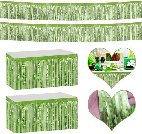 Amazon.com: 4P Metallic Foil Fringe Banner Tinsel Table Skirts for ...