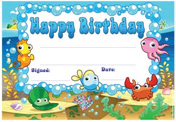 30 X Happy Birthday Under The Sea Certificates For Kids | Desertcart UAE
