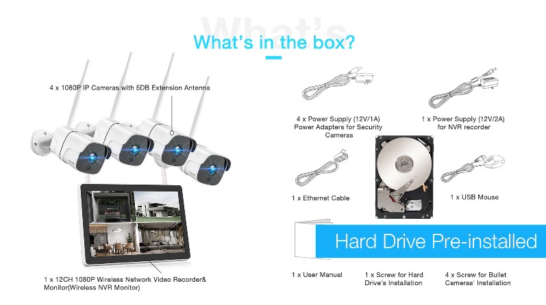 Watch TOGUARD 1080P Wireless Security Camera System with Monitor on ...