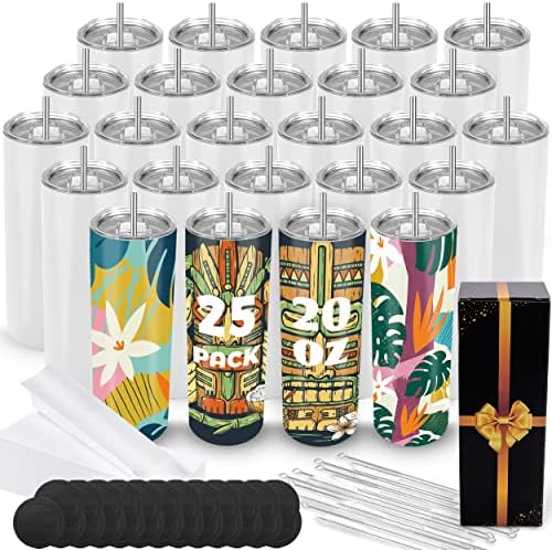 Amazon.com: Joyclub 25 Pack 20 oz Sublimation Tumblers Bulk Sublimation ...