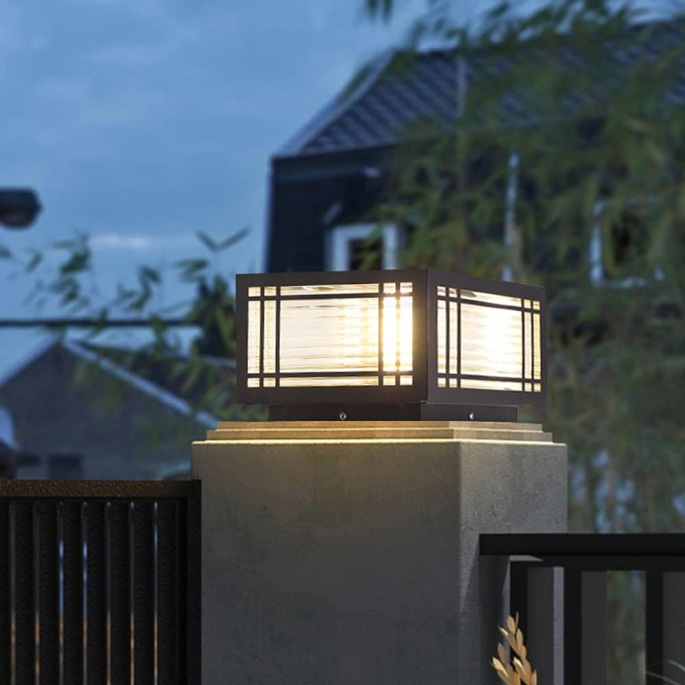 SLAWA Outdoor Post Caps Lights Modern Square Fence Pillar Lamps ...