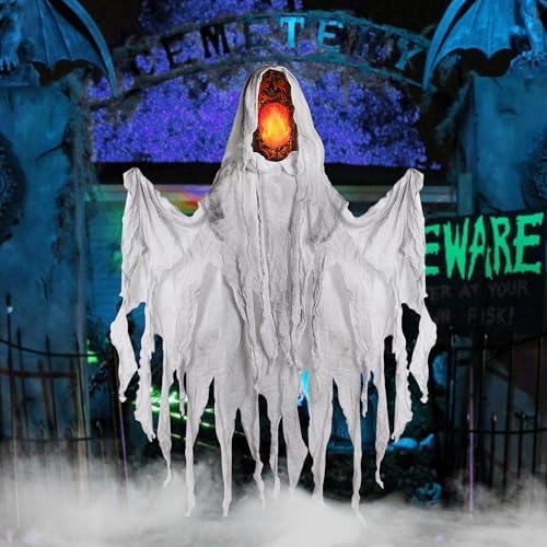 Amazon.com: Joliyoou 55" Halloween Hanging Ghost Props, Sound-Activated ...