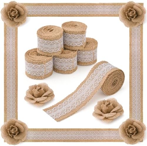 Amazon.com: 6 Rolls/39 Ft Burlap Lace Roll Bulletin Board Borders with ...
