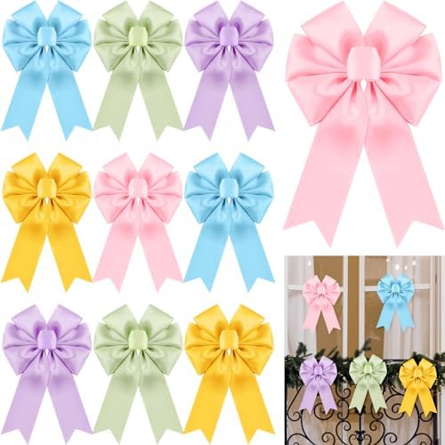 Amazon.com: Hying 10 Pieces Easter Bows for Wreath, Happy Easter Wreath ...