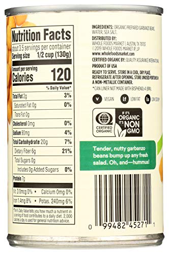 365 by Whole Foods Market, Beans Garbanzo Organic, 15.5 Ounce | Gourmetian