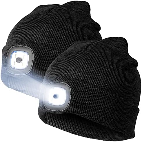 Attikee Unisex LED Beanie Hat with Light, Rechargeable LED Headlamp for ...