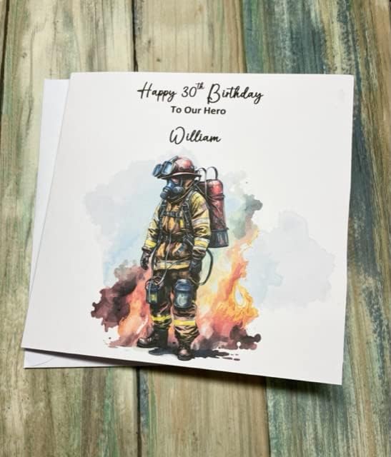 Fireman Birthday Card Happy Birthday Son Brother Husband Dad 30th 40th ...