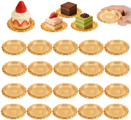 Amazon.com | 20Pcs Mini Dessert Plates Gold Mini Cake Boards 2.5 Inch ...