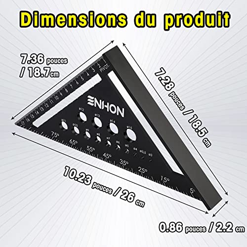 Equerre Menuisier, Équerre Charpentier Multifonction 180 mm [Crayon ...