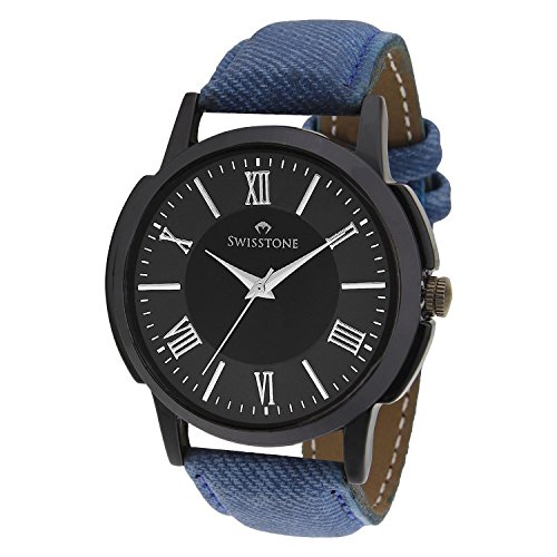 Buy Swisstone GR019-BLK-BLU Black dial Blue Strap Analog Wrist Watch for Men/Boys Online at Low ...