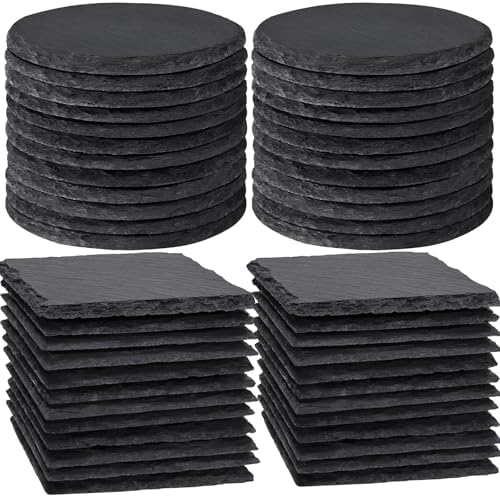 Amazon.com: 60 PCS Slate Coasters, MAPRIAL 4 Inch 30 PCS Black Square ...