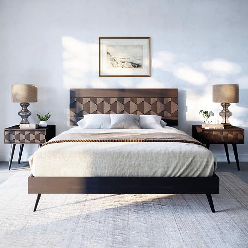 Bme Georgina Queen Bed Frame and Headboard, Handcrafted Geometric ...