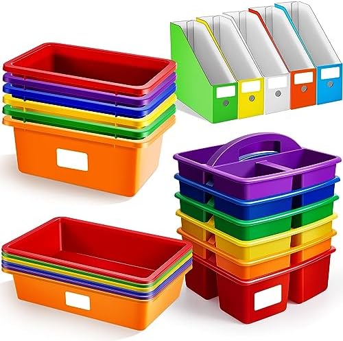Amazon.com : Outus 23 Pcs Plastic Cubby Bins Colorful Classroom Book ...
