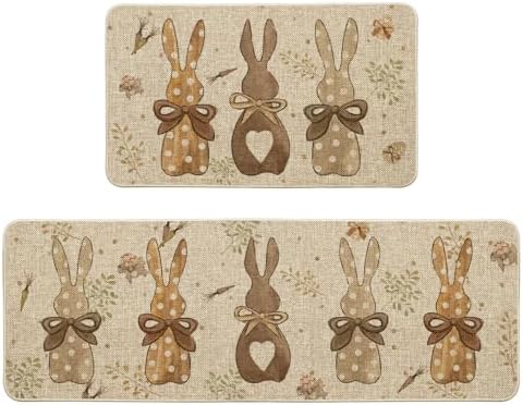 Amazon.com: Moutina Carrots Bunny Rabbit Easter Kitchen Rugs Set of 2 ...