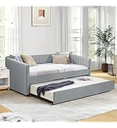 Amazon.com: JEEOHEY Daybed with Storage Drawers,Linen Fabric Queen Size ...