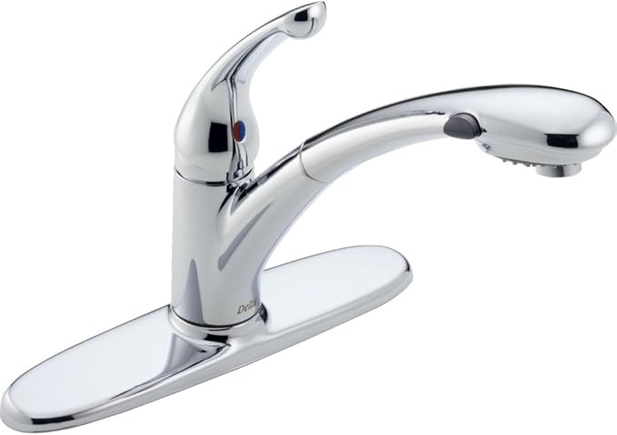 DELTA FAUCET Signature Single-Handle Kitchen Sink Faucet with Pull Out ...