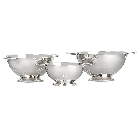 Amazon.com: Le Creuset Set of 3 Stackable Colanders, Large, Stainless ...