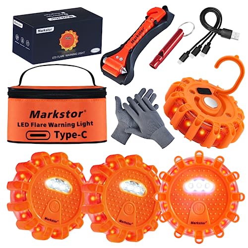 Snapklik.com : Markstor Led Road Flares 4 Pack Emergency Car Kit, 3 In ...