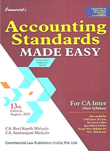 Buy Commercial's Accounting Standards Made Easy For Ca Inter - 13/E ...
