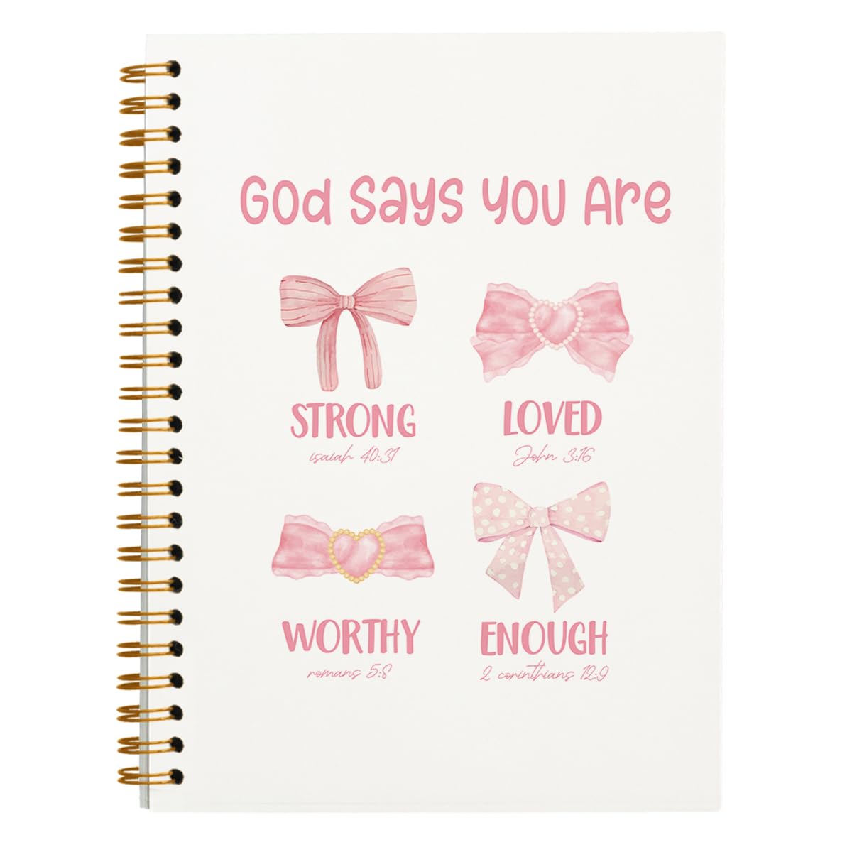 Amazon.com : PLKMN Pink Bow Coquette Notebook, God Says You are ...