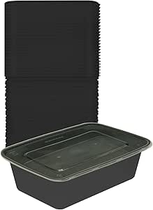 650 ML Plastic Black Food Containers With Clear Lids Reusable 1 ...