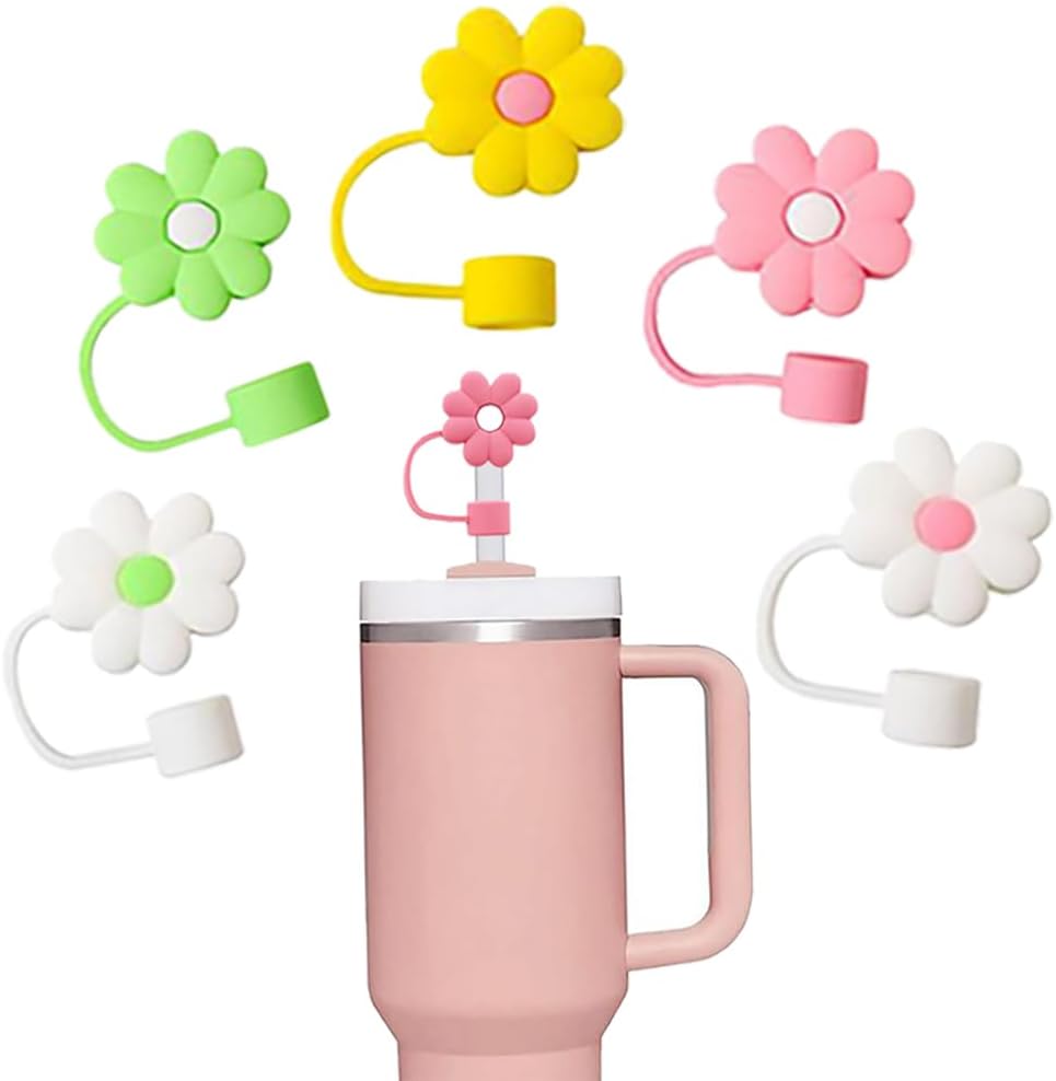 Amazon.com: Rujowy 5 Pcs Reusable Silicone Straw Cover for 30/40 Ounce ...