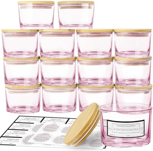 Amazon.com: CONNOO 15 Pack 9oz, 3oz, 2oz Pink Square Candle Jars for ...