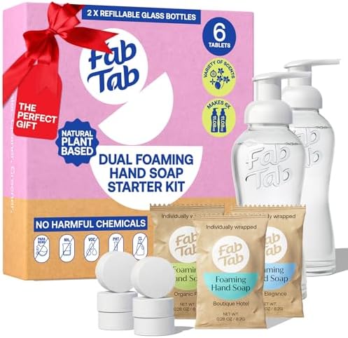 Amazon.com : Fab Tab Dual Foaming Hand Soap Kit - 2 Refillable Glass ...