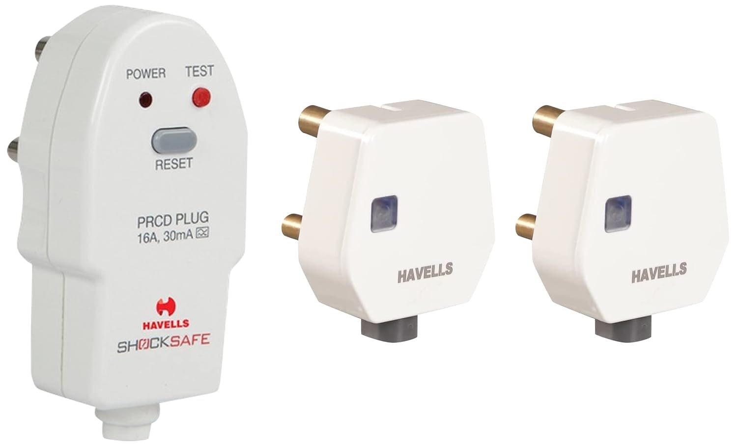 Havells Plastic 16A 30mA PRCD Plug Top (White)&Havells 16A 3Pin Flat ...