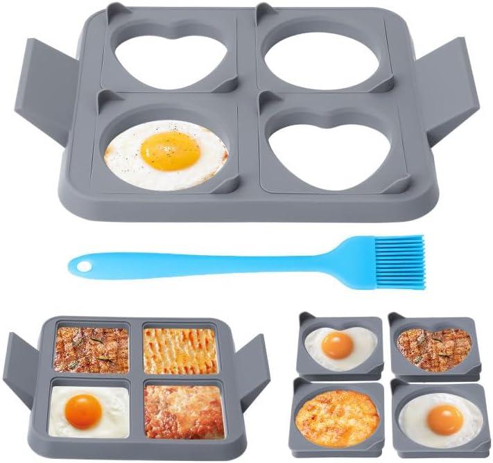 Amazon.com: Silicone Egg Rings, Silicone Pancake Mold, Non-Stick Square ...