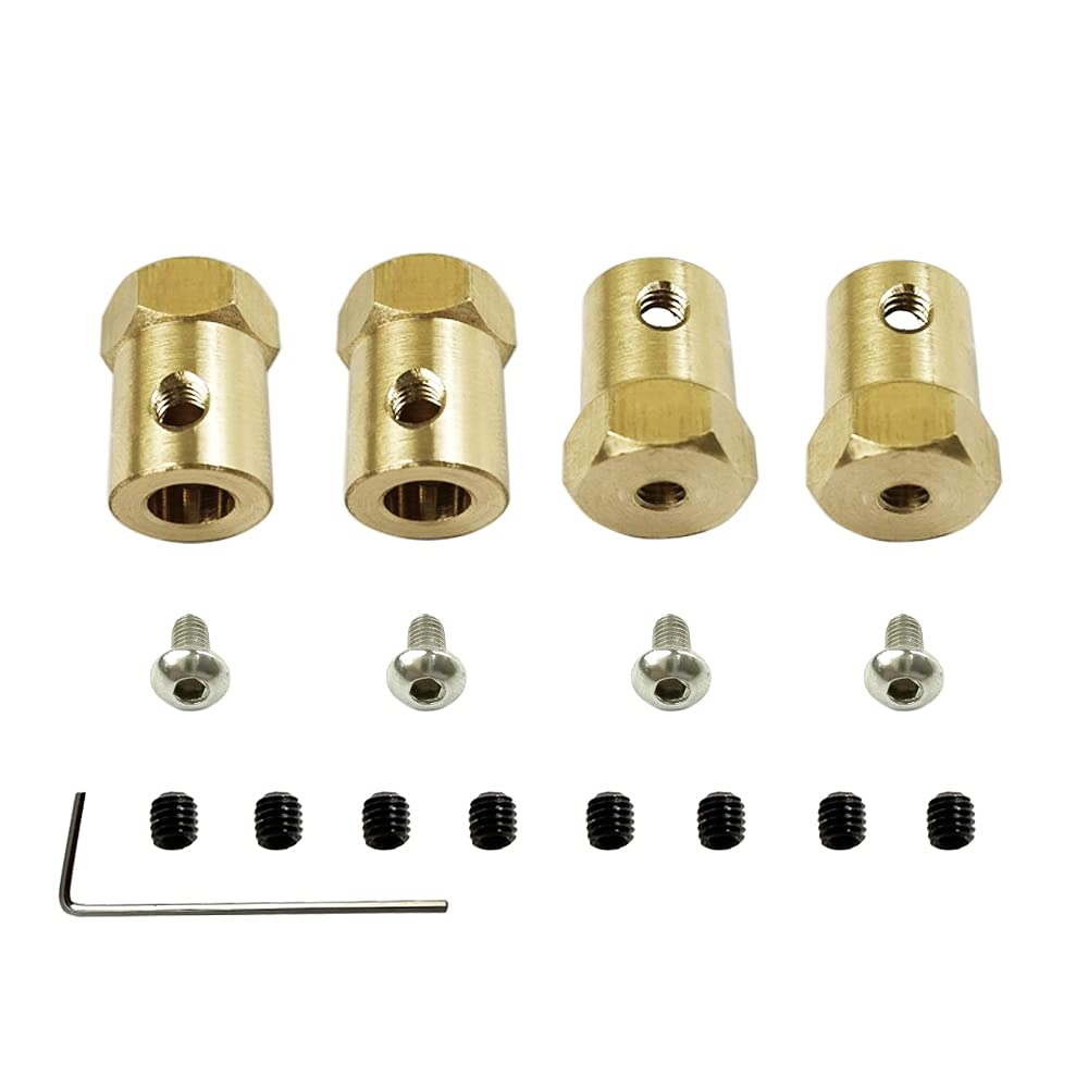 Amazon.com: 4PCS 5mm to 12mm Brass Combiner Wheel Hub Hex Adapter for ...