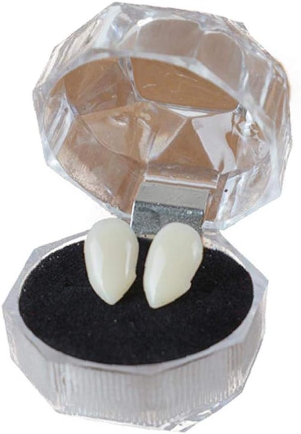 Zonfer 1 Pair Fangs Teeth Halloween Party Cosplay Props White Horror ...