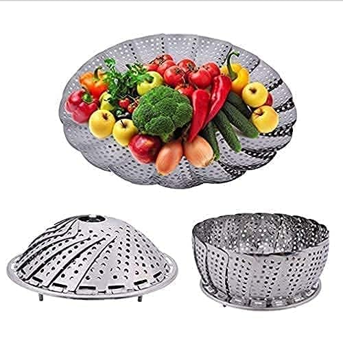 Dizaa Stainless Steel Foldable Collapsible Insert Pot Steamer Basket ...