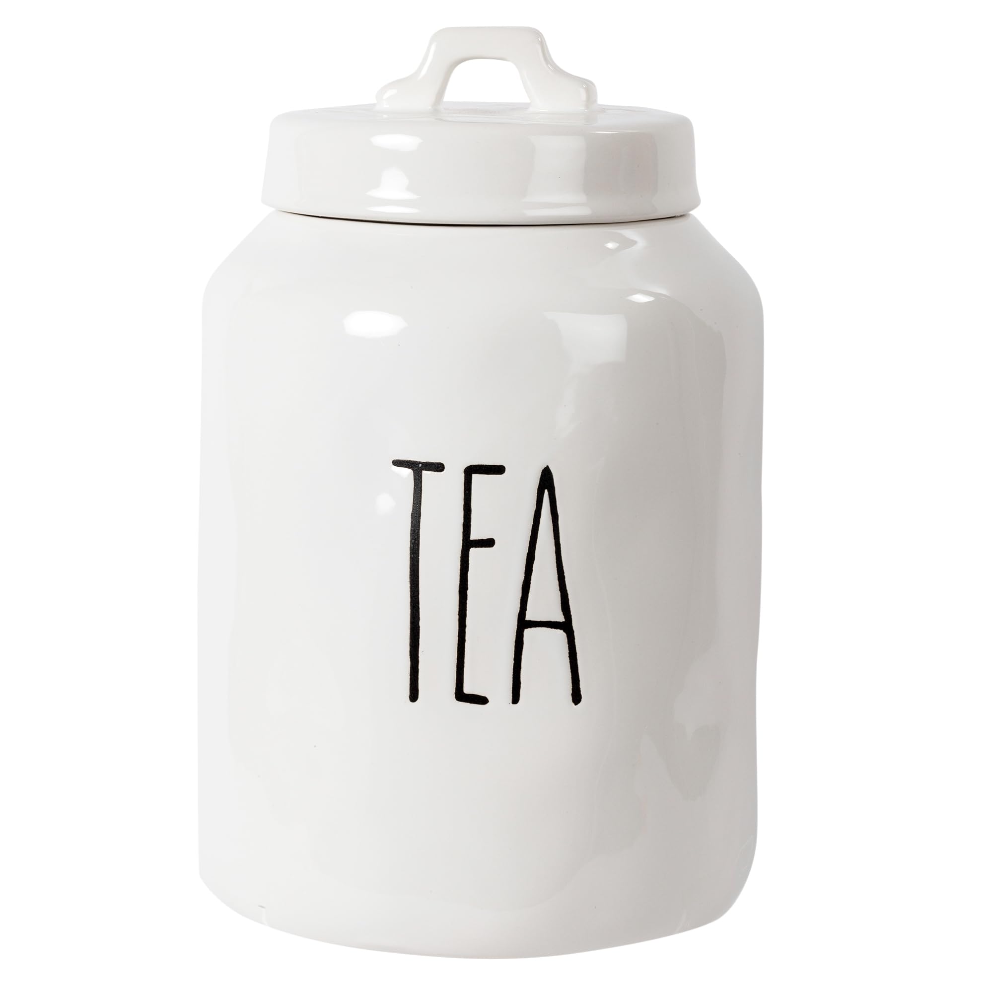 TRUU DESIGN Farmhouse Modern Ceramic Tea Jar - 9"H x 3.94" Dia, Creamy ...